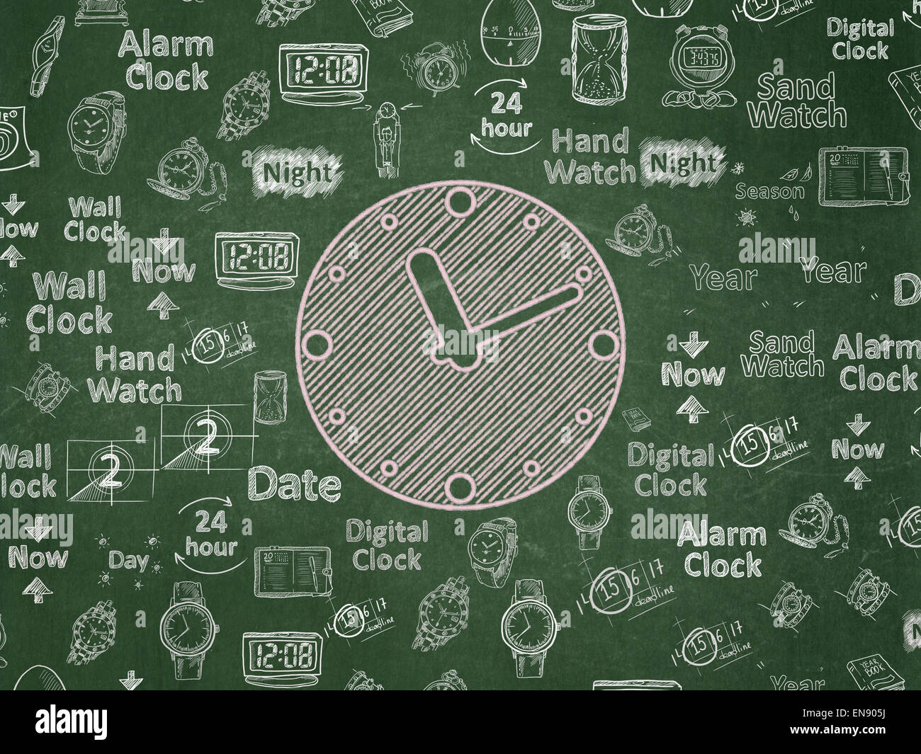Time concept: Clock on School Board background Stock Photo - Alamy