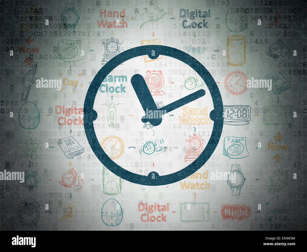 Time concept: Clock on Digital Paper background Stock Photo - Alamy