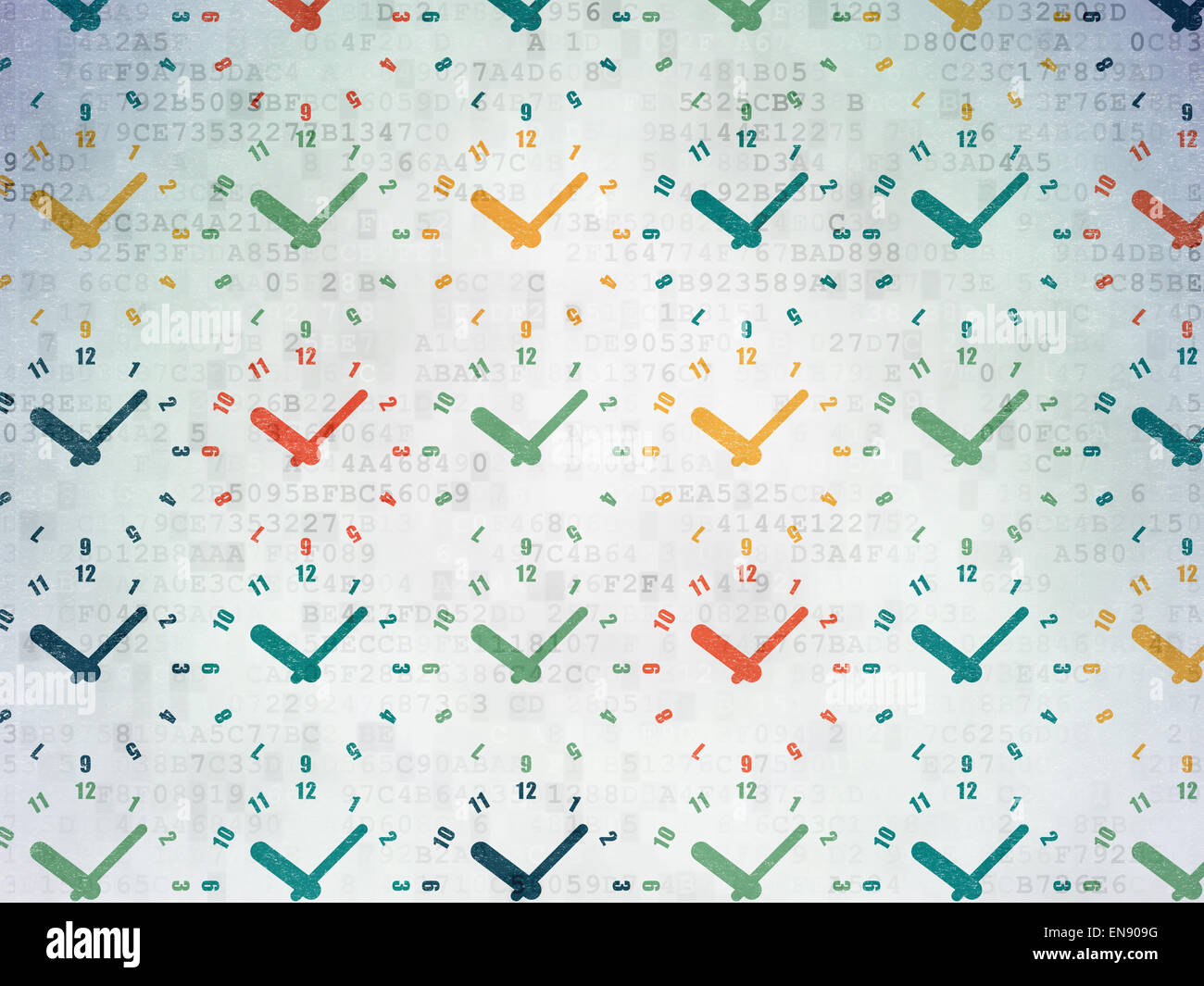 Timeline concept: Clock icons on Digital Paper background Stock Photo ...