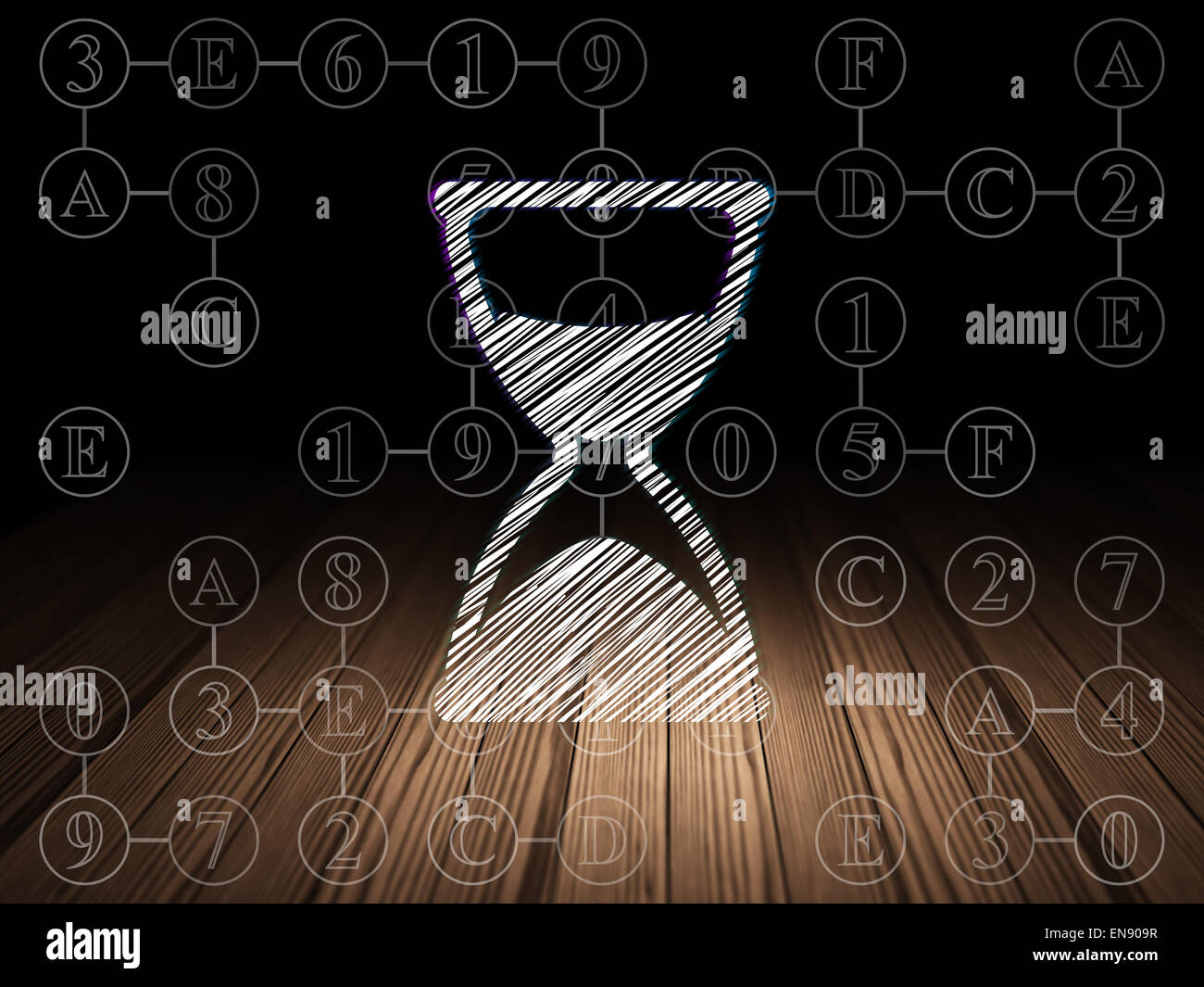 Time concept: Hourglass in grunge dark room Stock Photo - Alamy