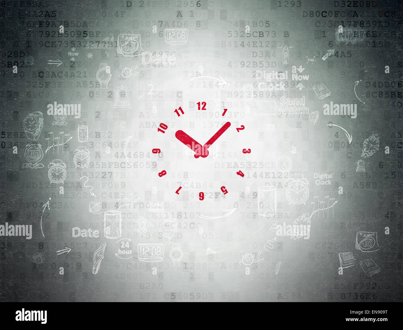 Timeline concept: Clock on Digital Paper background Stock Photo - Alamy