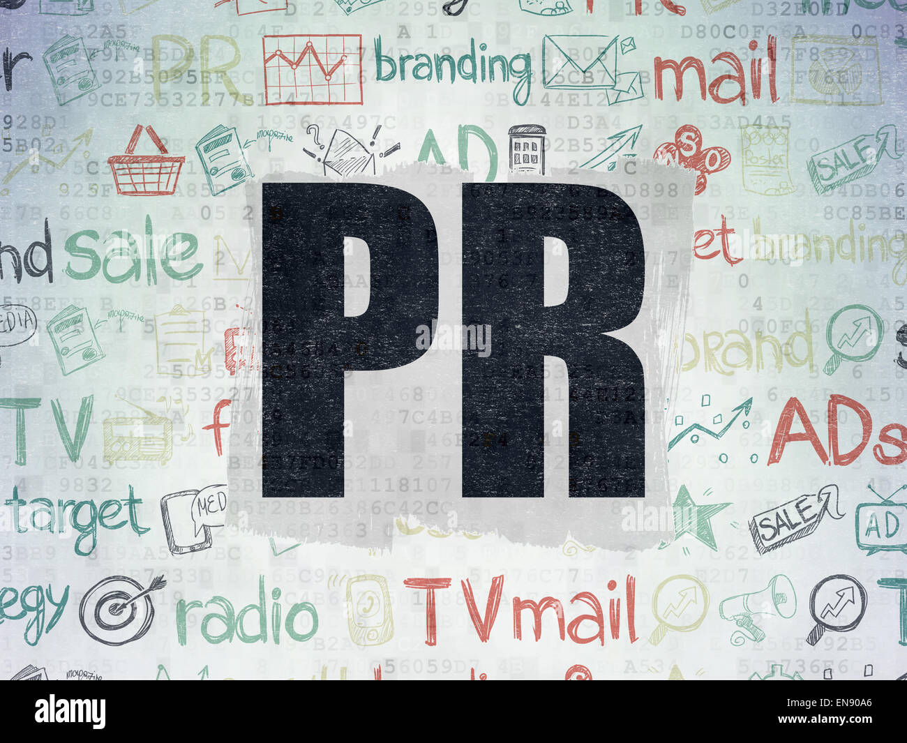 Advertising concept: PR on Digital Paper background Stock Photo - Alamy