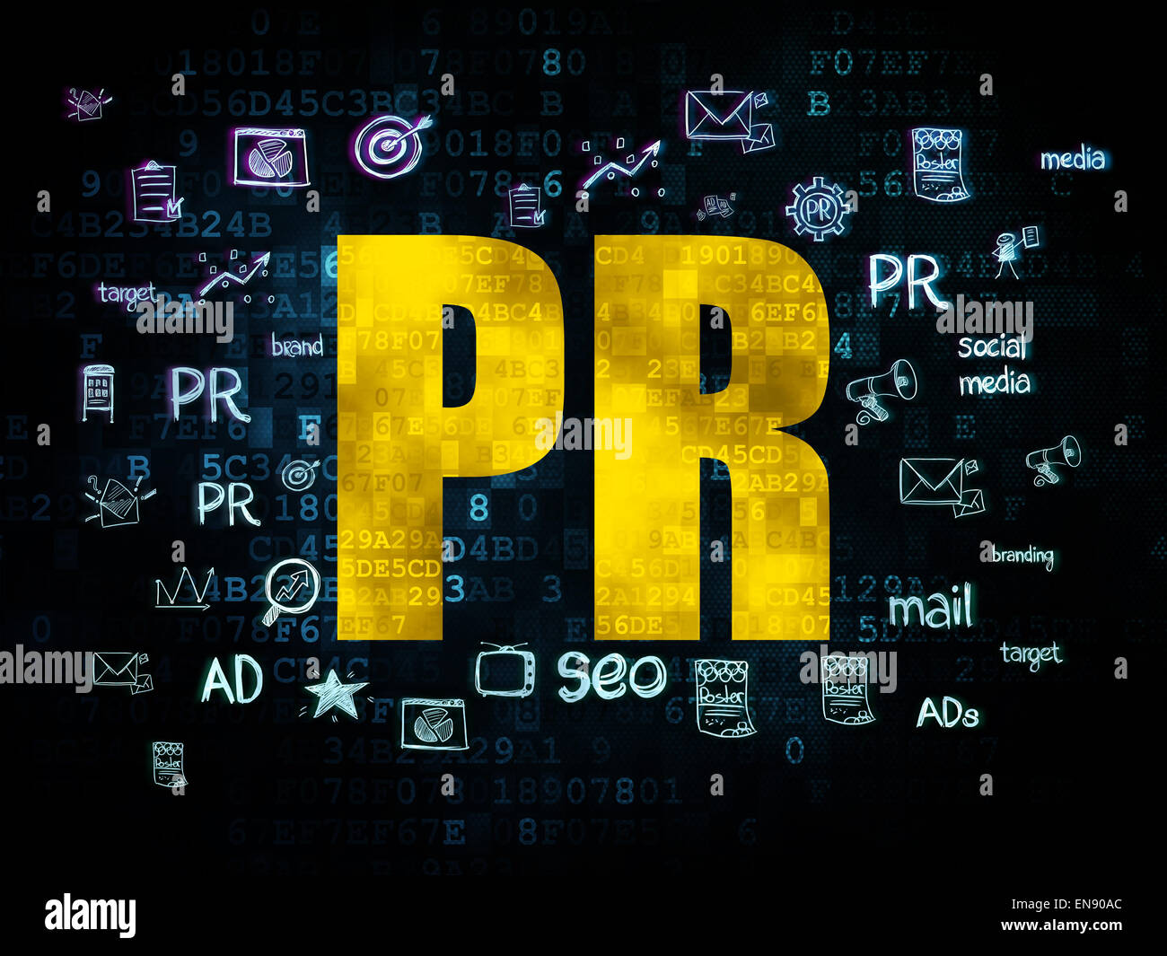 Marketing concept: PR on Digital background Stock Photo - Alamy