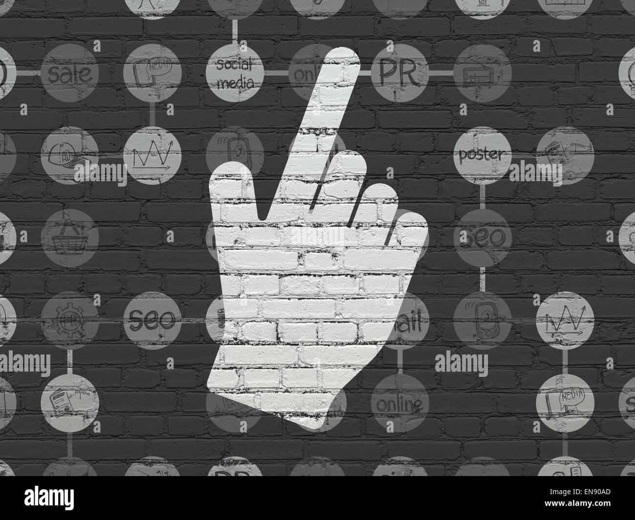 Advertising concept: Mouse Cursor on wall background Stock Photo - Alamy
