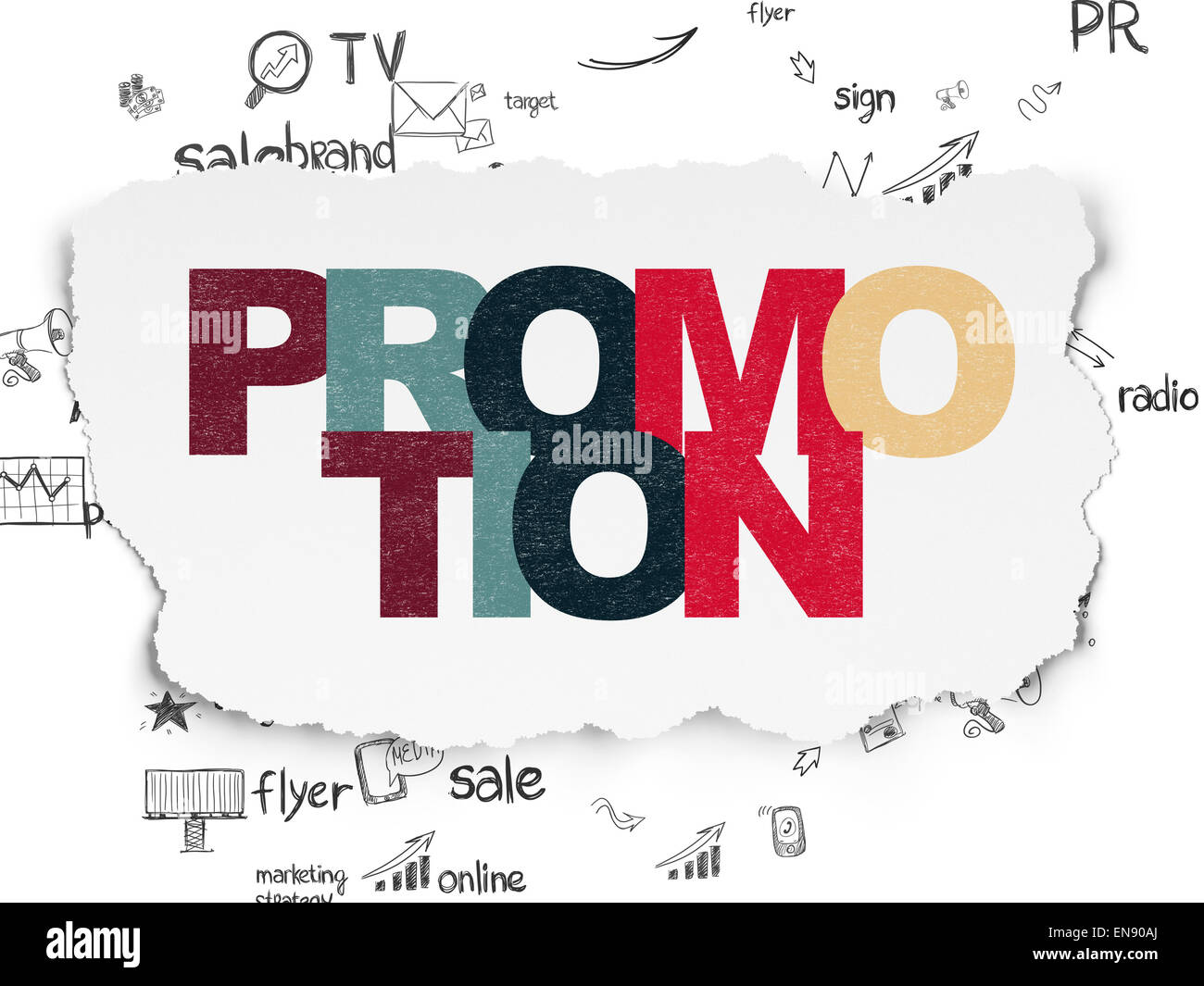 Advertising concept: Promotion on Torn Paper background Stock Photo - Alamy