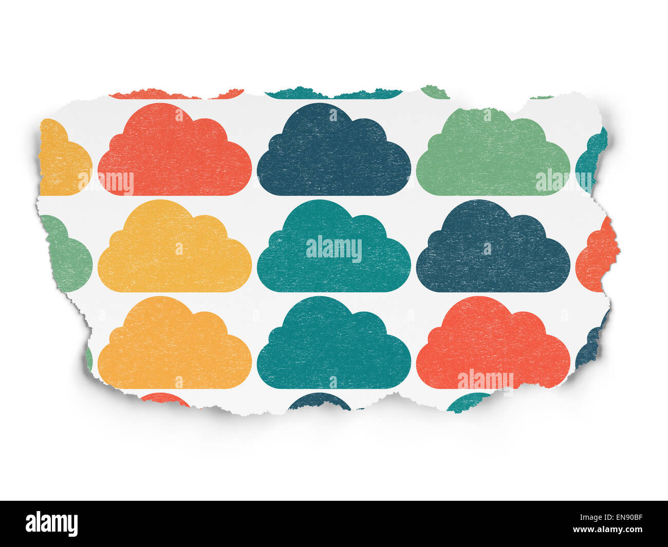 Cloud computing concept: Cloud icons on Torn Paper background Stock ...