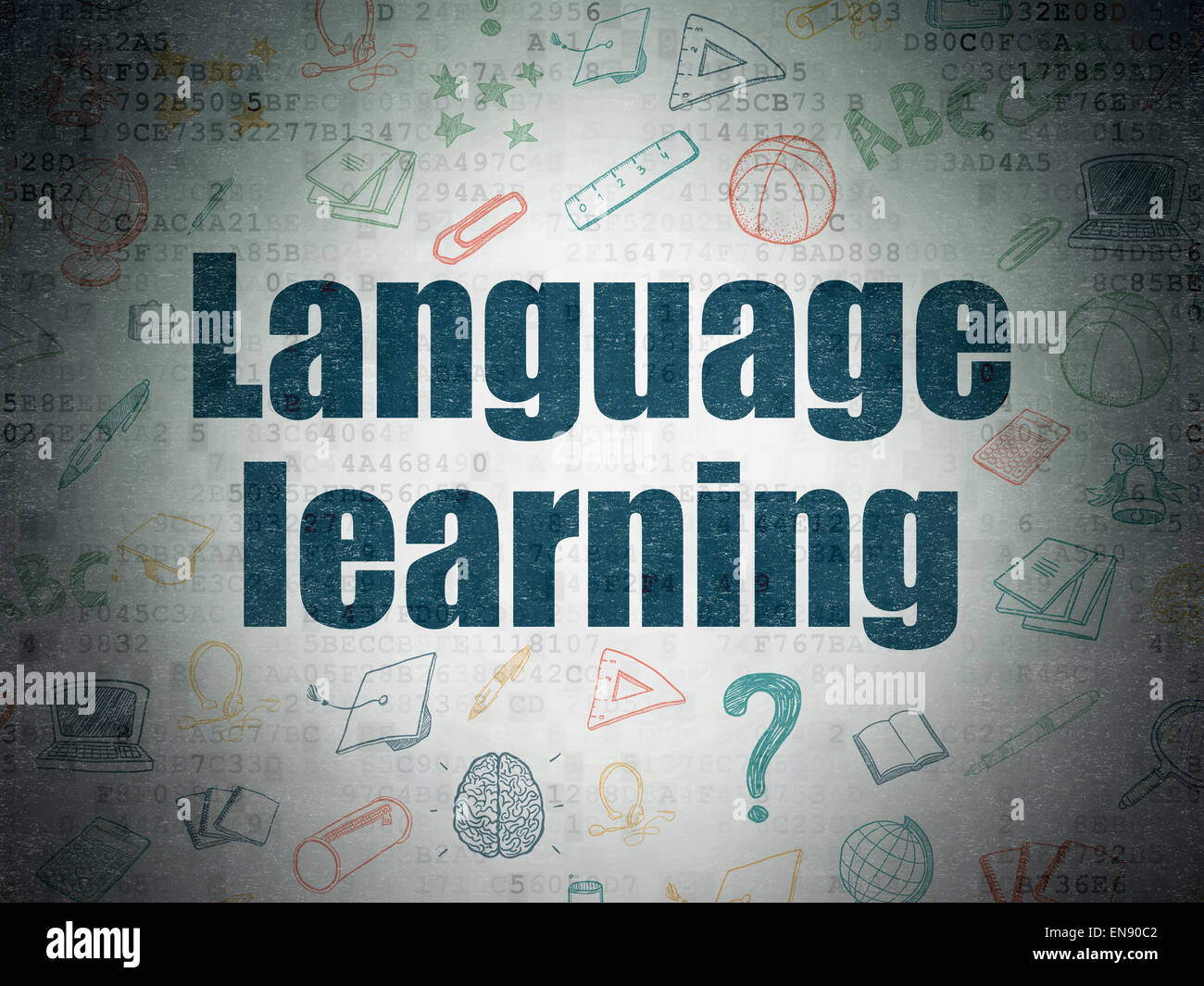 Education concept: Language Learning on Digital Paper background Stock ...