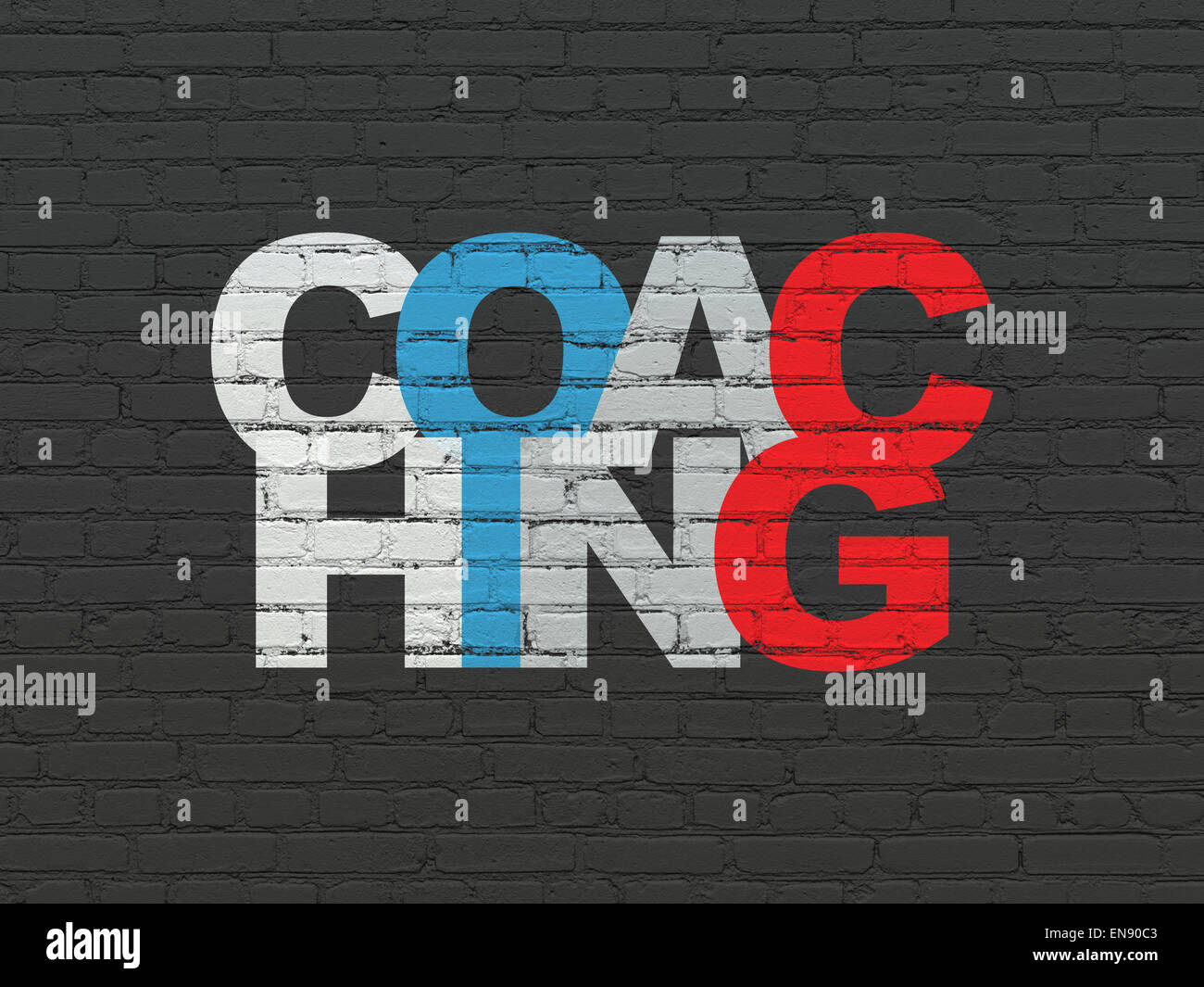 Education concept: Coaching on wall background Stock Photo - Alamy