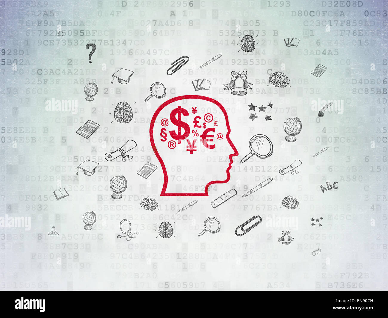 Education concept: Head With Finance Symbol on Digital Paper Stock ...
