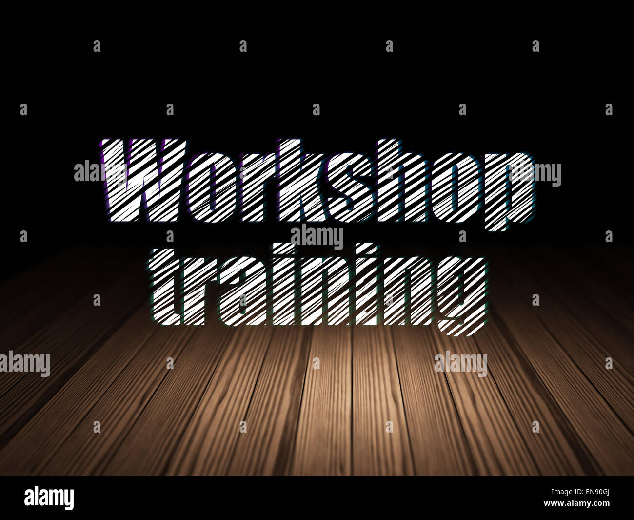 Education concept: Workshop Training in grunge dark room Stock Photo ...