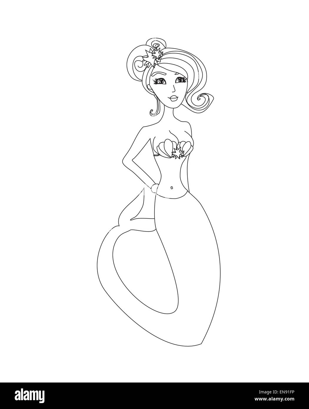 Beautiful mermaid - doodle illustration Stock Vector Image & Art - Alamy