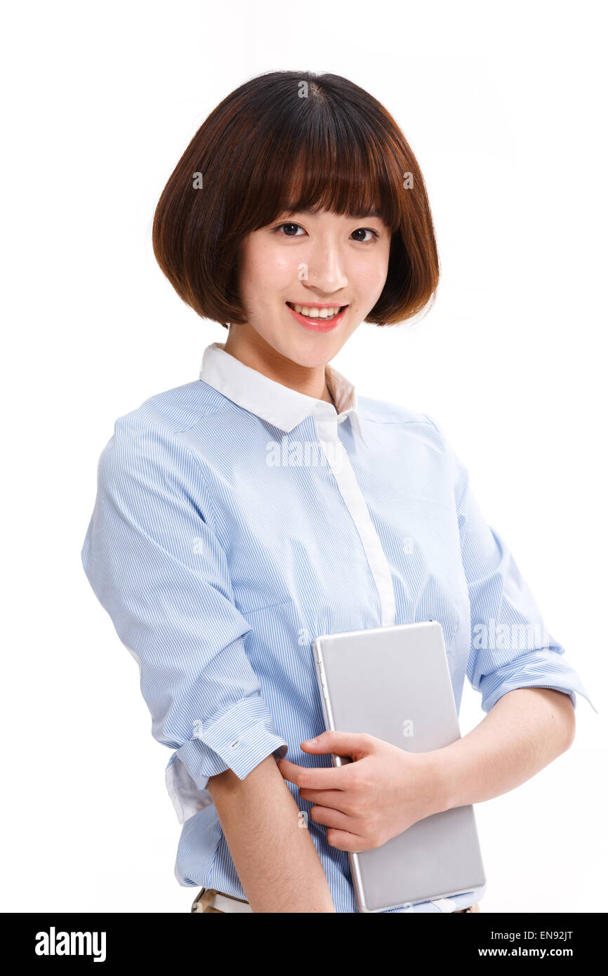 Woman holding a tablet hi-res stock photography and images - Alamy