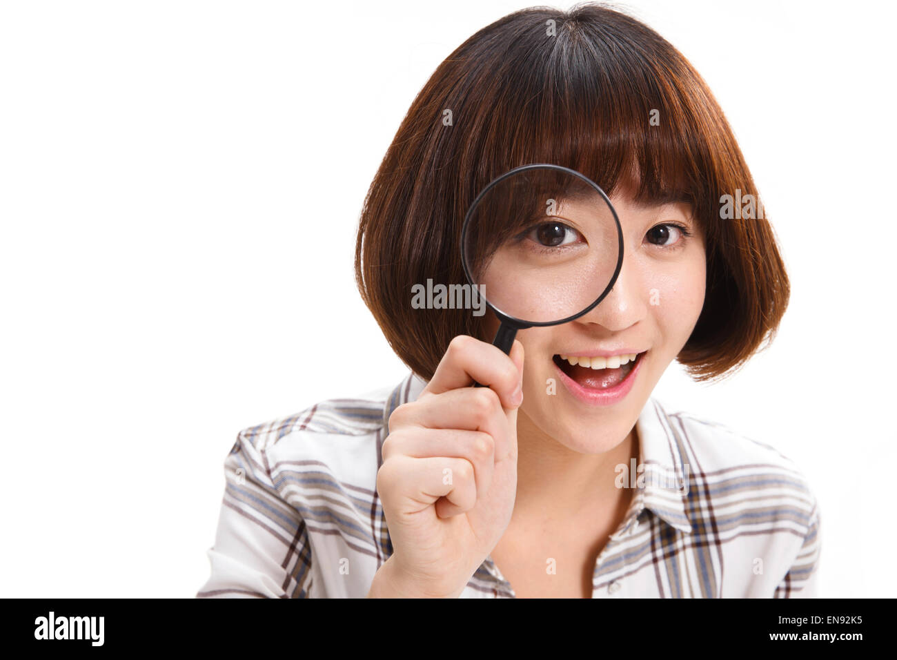 Portrait magnifying glass close hi-res stock photography and images - Alamy