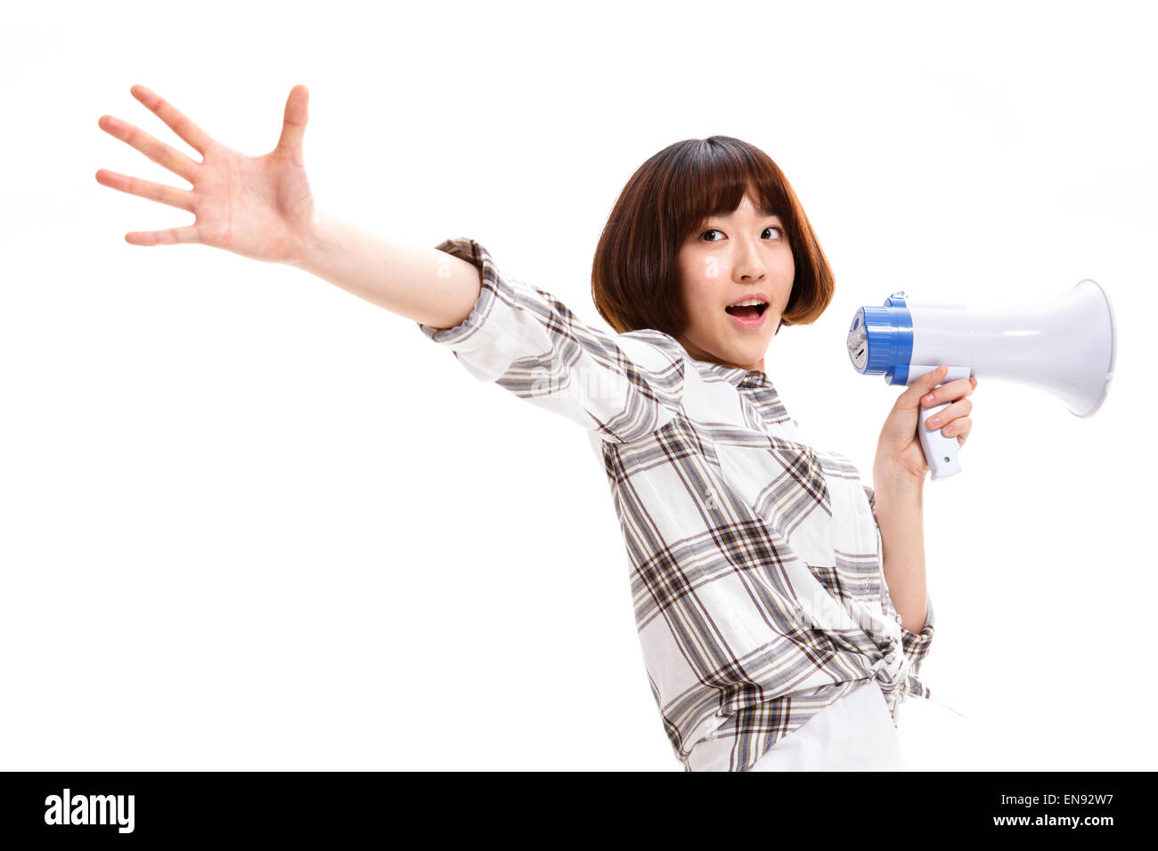 Person with a megaphone Cut Out Stock Images & Pictures - Alamy