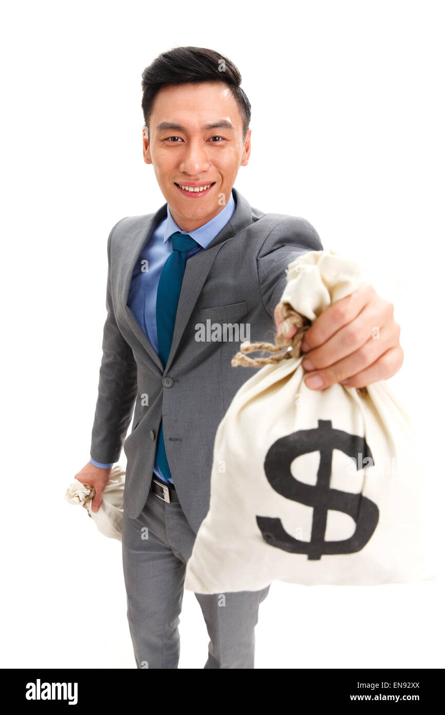 The business man carrying a dollar sign Purse Stock Photo - Alamy