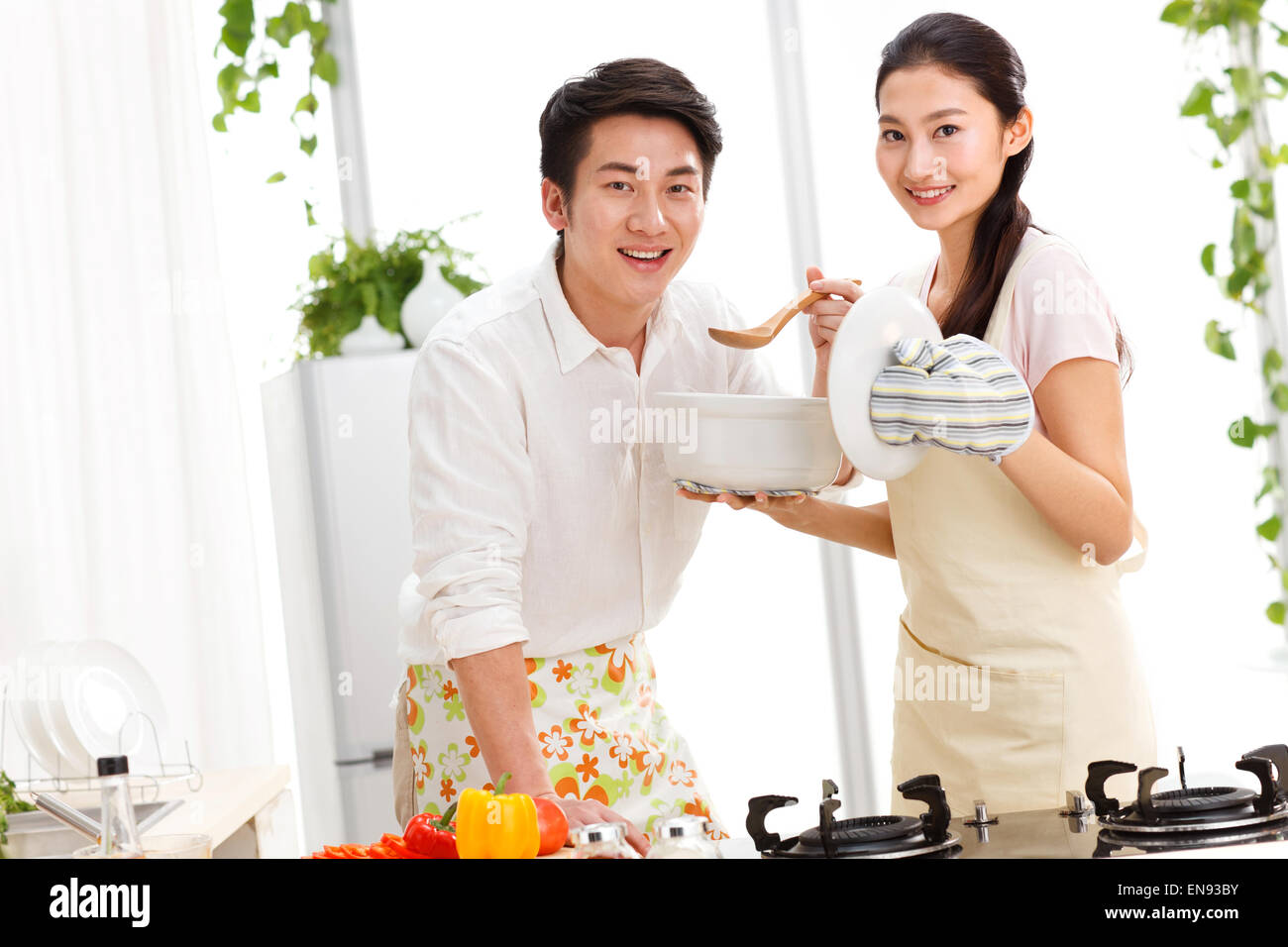 Indian Couple Cooking Kitchen High Resolution Stock Photography and ...