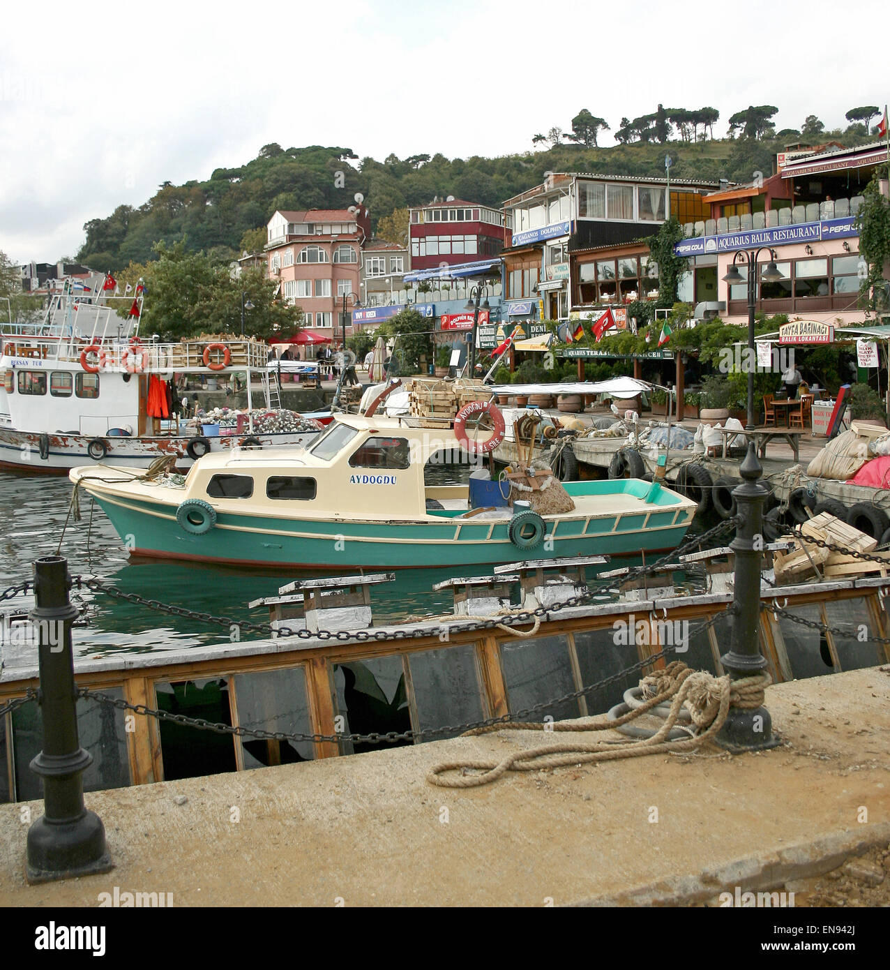 The picturesque harbour and waterfront fish restaurants at Sariyer, on ...