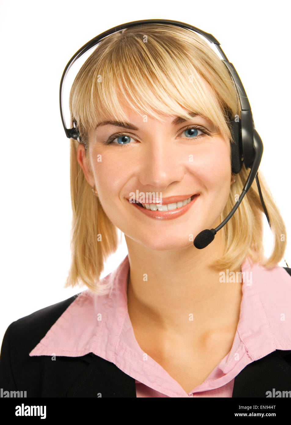 Friendly hotline operator Stock Photo - Alamy