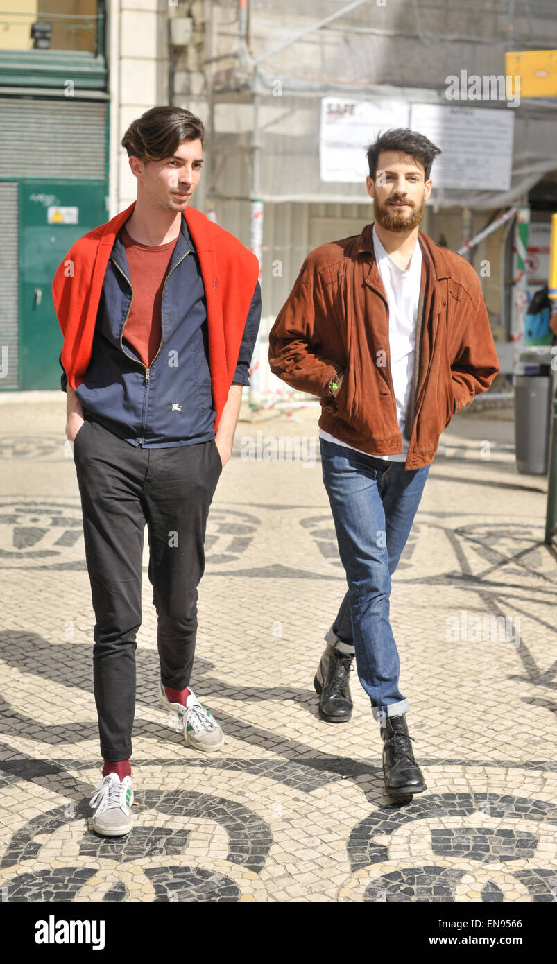 Luis Infante and Francisco Fa posing on the street in Lisbon, Portugal ...