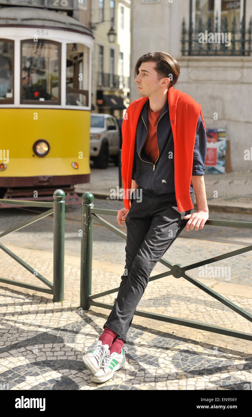 Luis Infante posing on the street in Lisbon, Portugal - April 20, 2015 ...