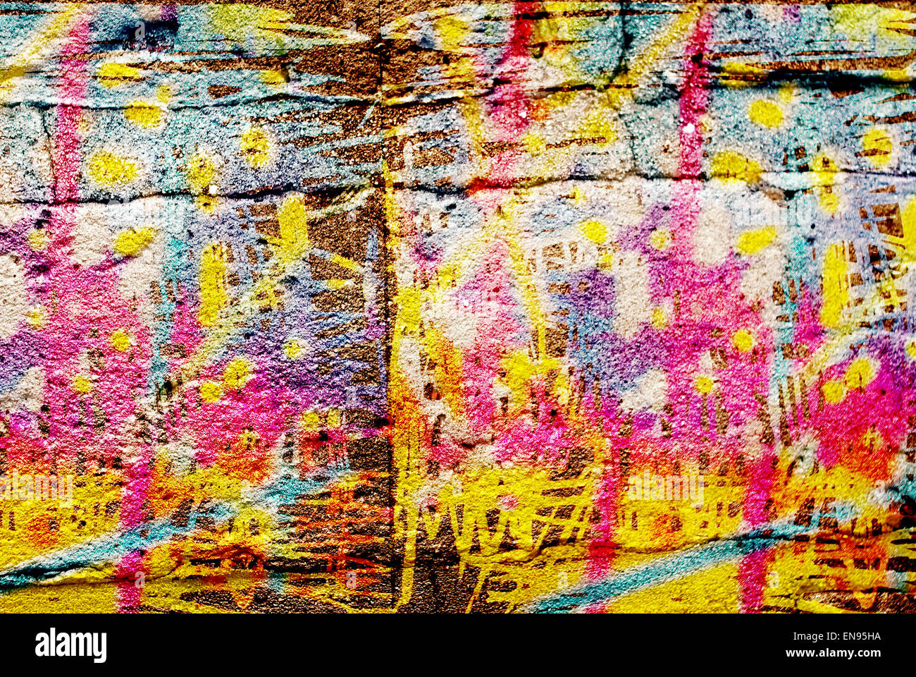 bricks with colored graffiti Stock Photo - Alamy