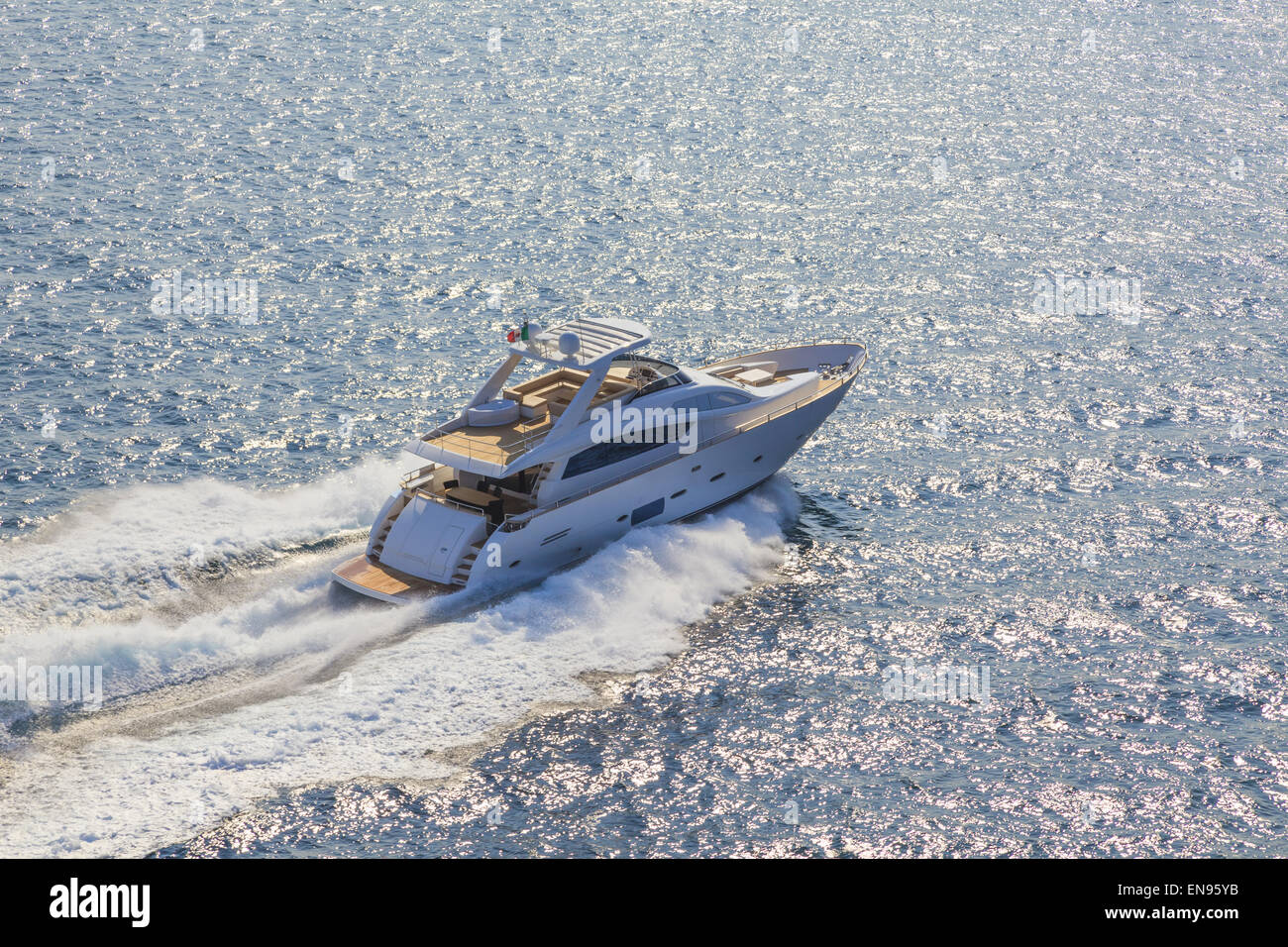 luxury yacht in navigation, aerial view Stock Photo - Alamy