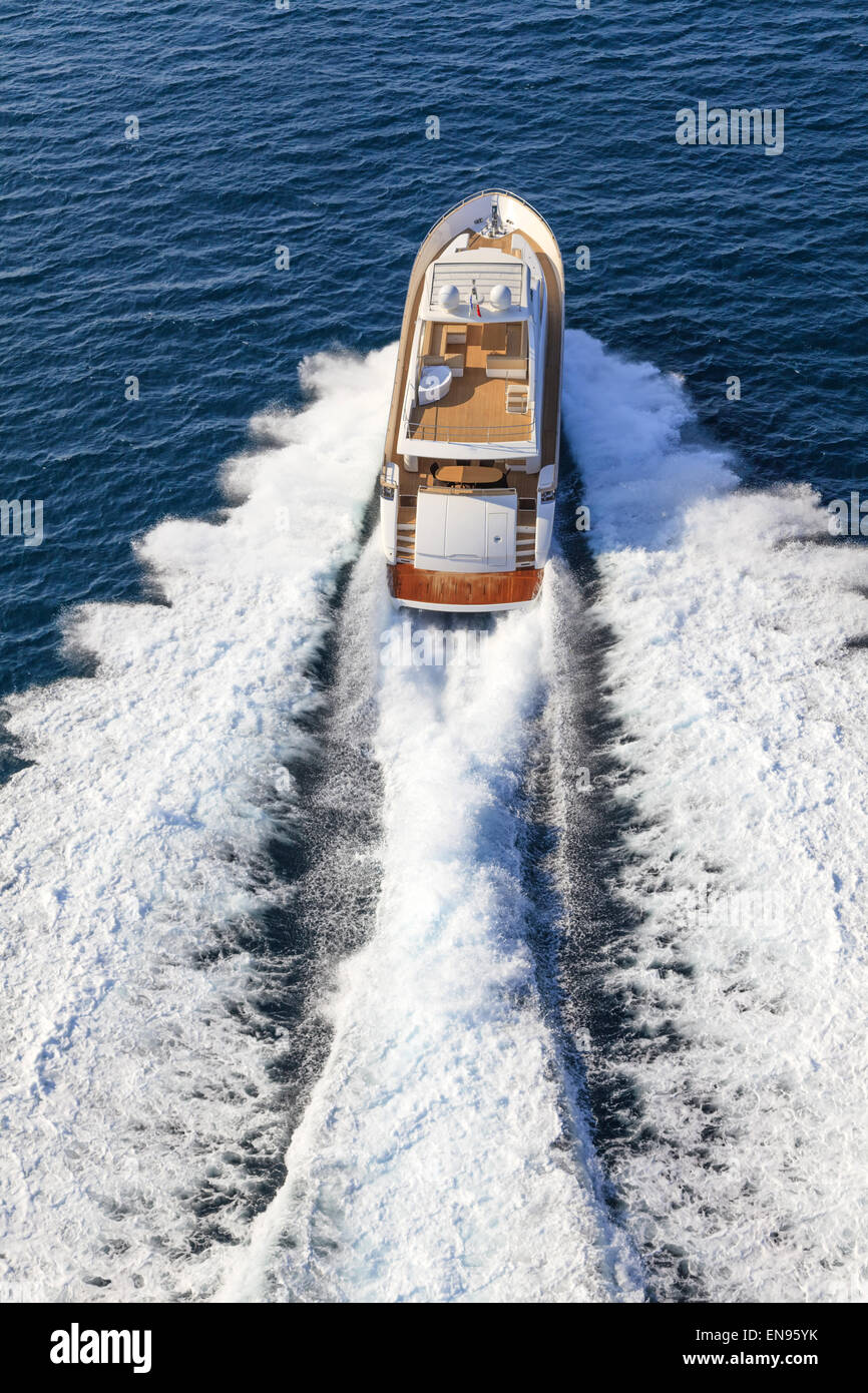 luxury yacht in navigation, aerial view Stock Photo - Alamy