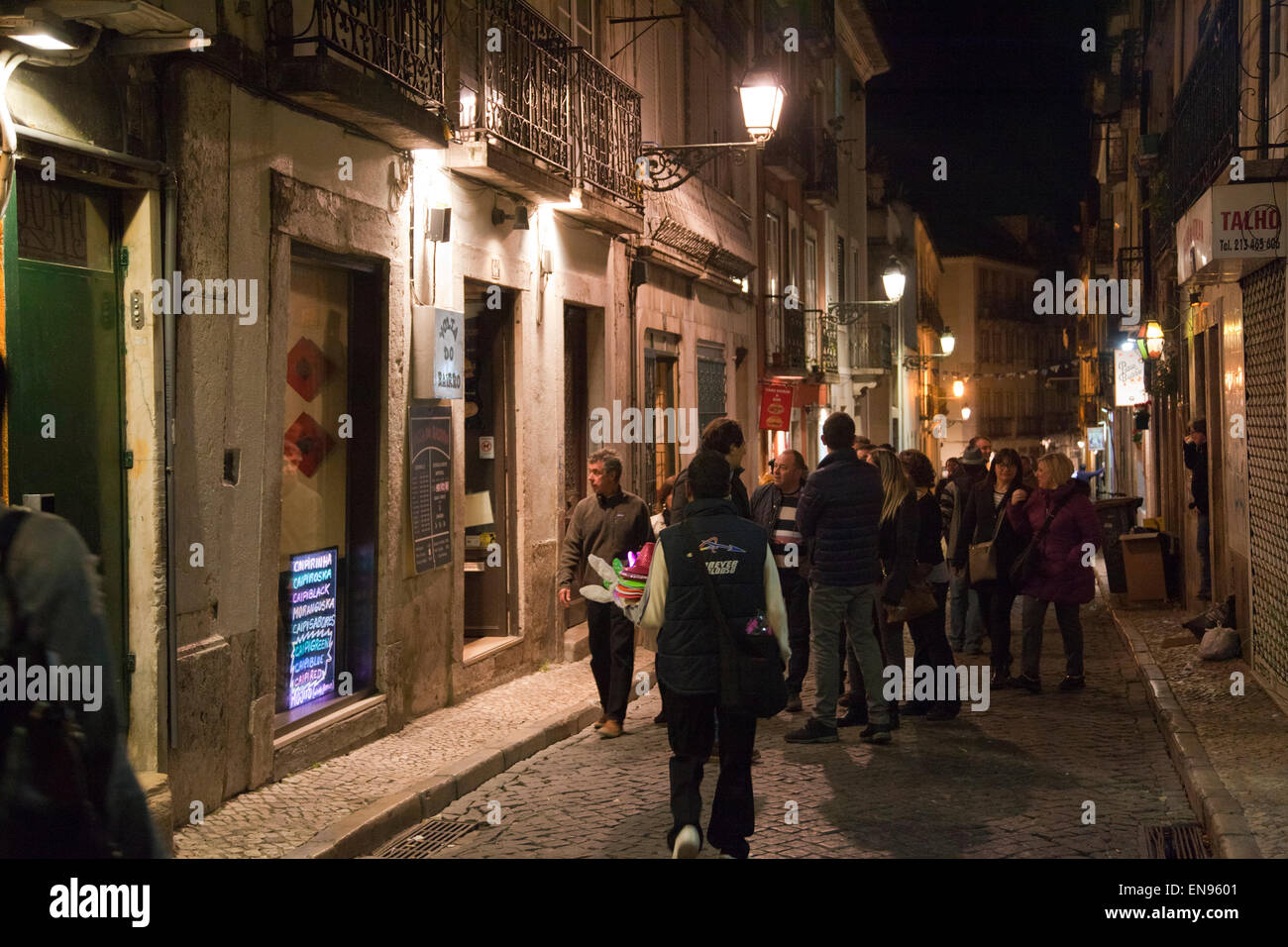 Bairro Alto Streets at Night in Lisbon - Portugal Stock Photo - Alamy