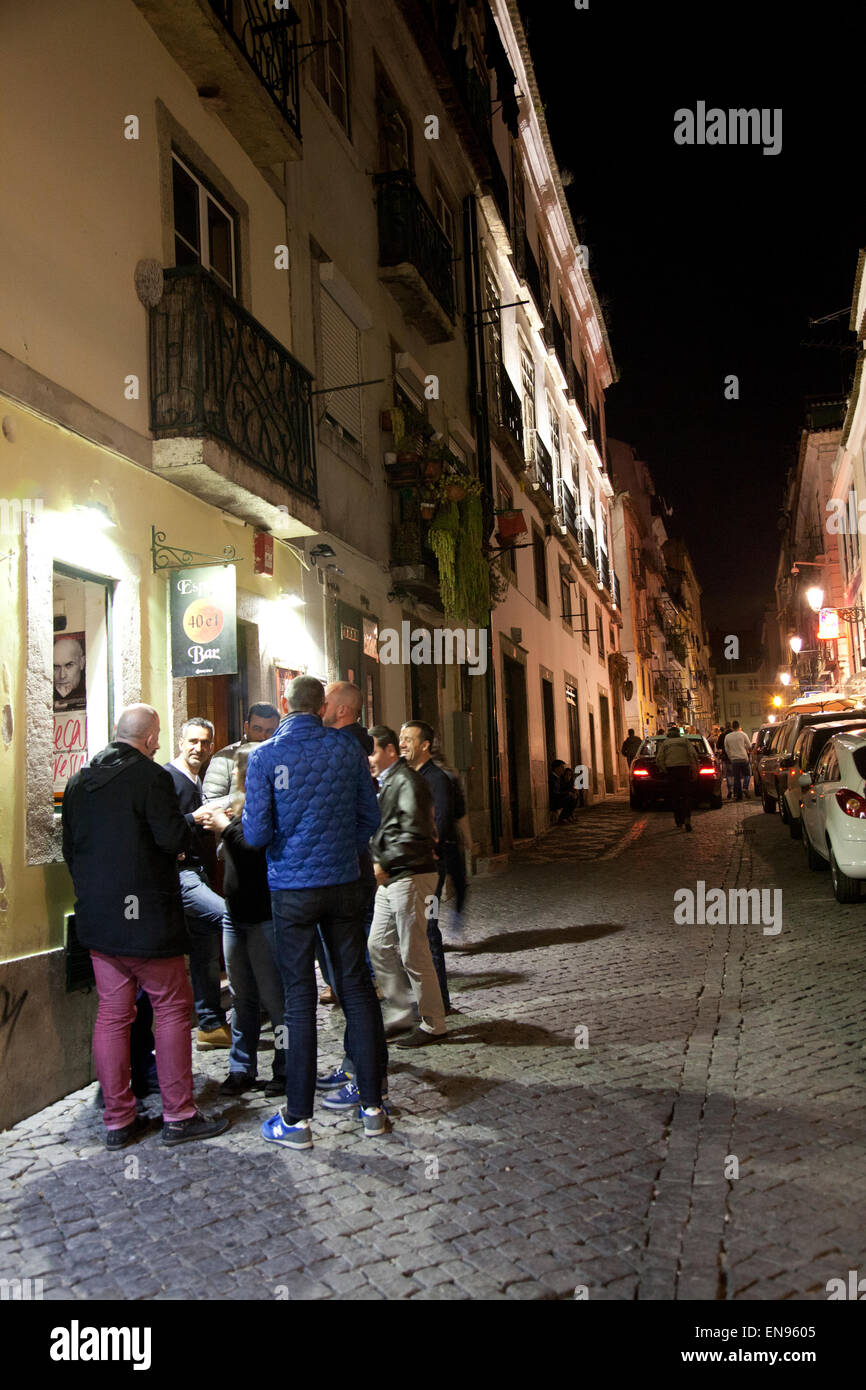 Bairro Alto Streets at Night in Lisbon - Portugal Stock Photo - Alamy