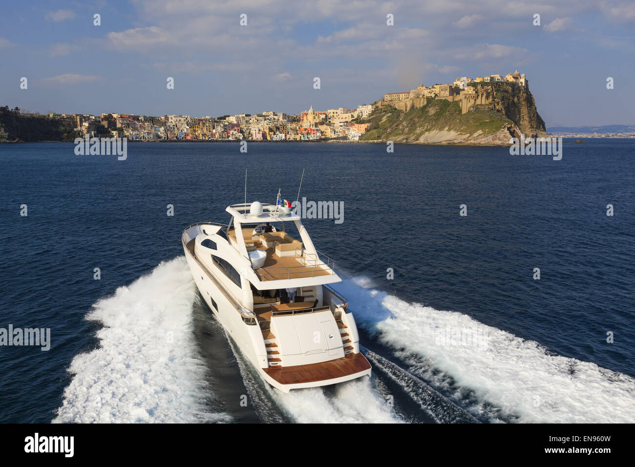 luxury yacht in navigation, aerial view Stock Photo - Alamy