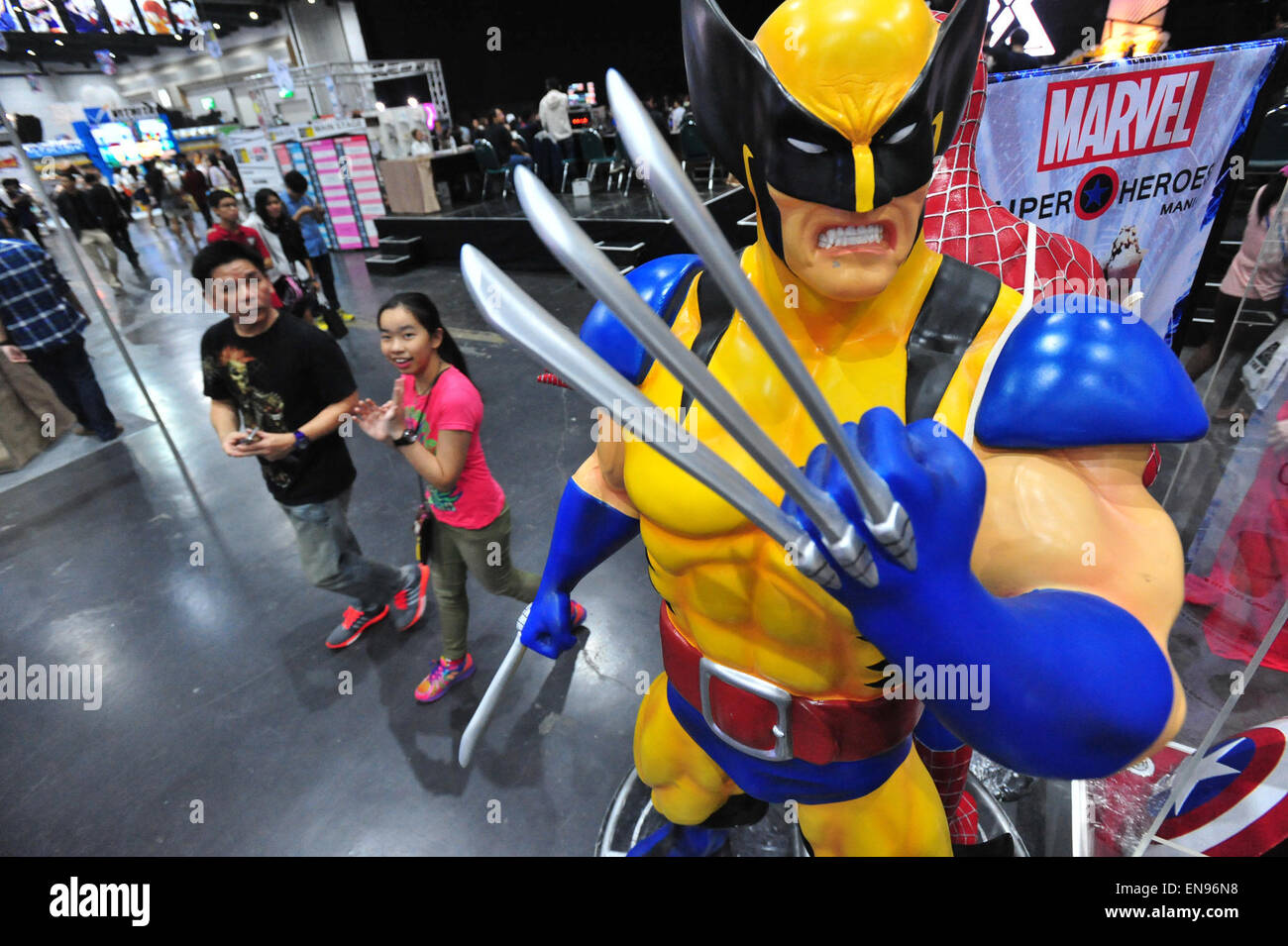 Bangkok, Thailand. 30th Apr, 2015. People visit a model during Bangkok ...
