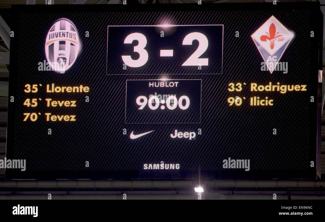 Turin, Italy. 29th Apr, 2015. Scoreboard Football/Soccer : Italian ...