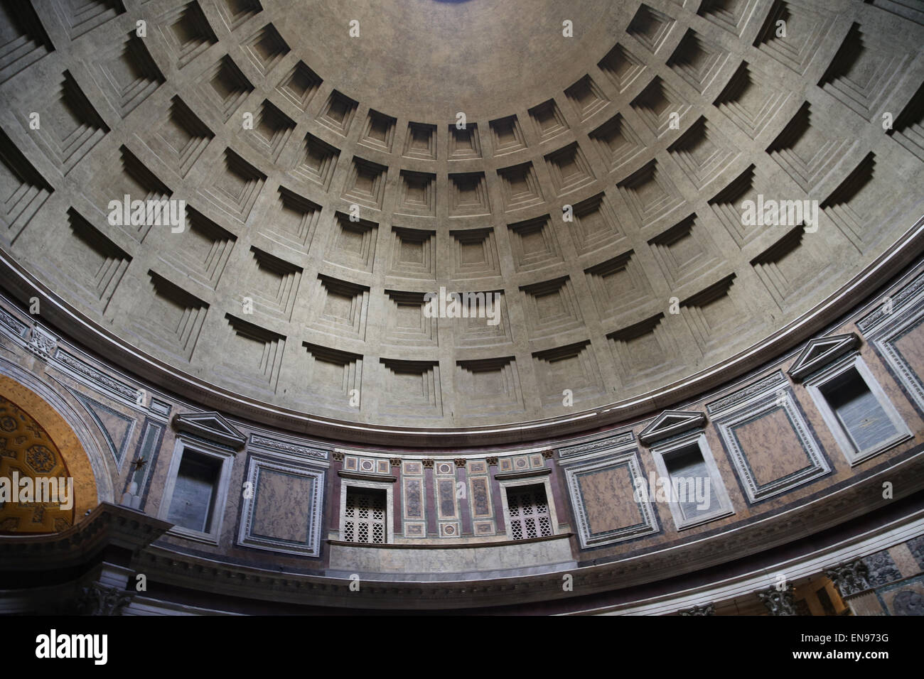 Italy. Rome. Pantheon. Roman temple. The Oculus in the dome. 2nd ...