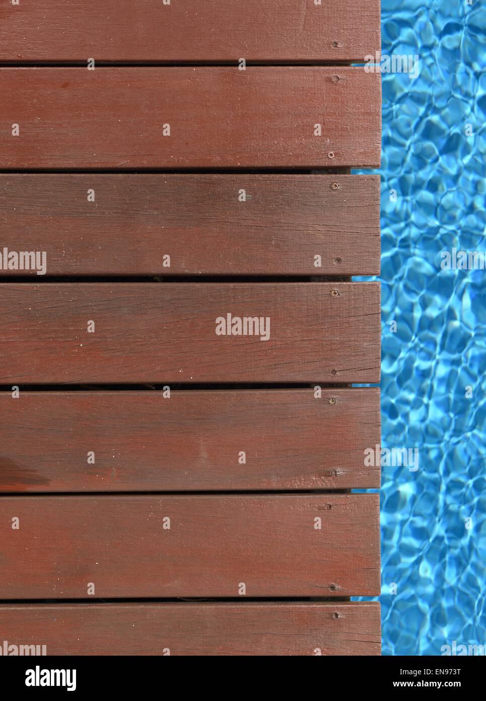 A close up shot of timber decking Stock Photo - Alamy