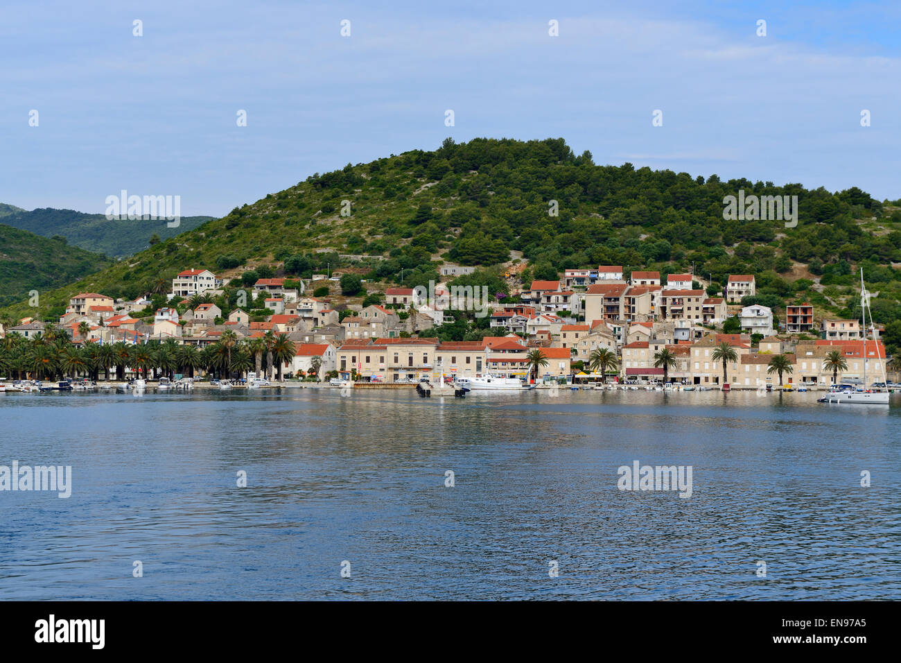 Approach to Vis town on Vis Island on Dalmatian Coast of Croatia Stock ...