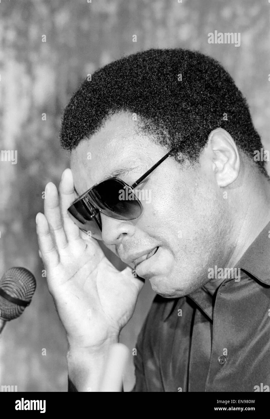 Muhammad Ali seen here at the post fight press conference following his ...