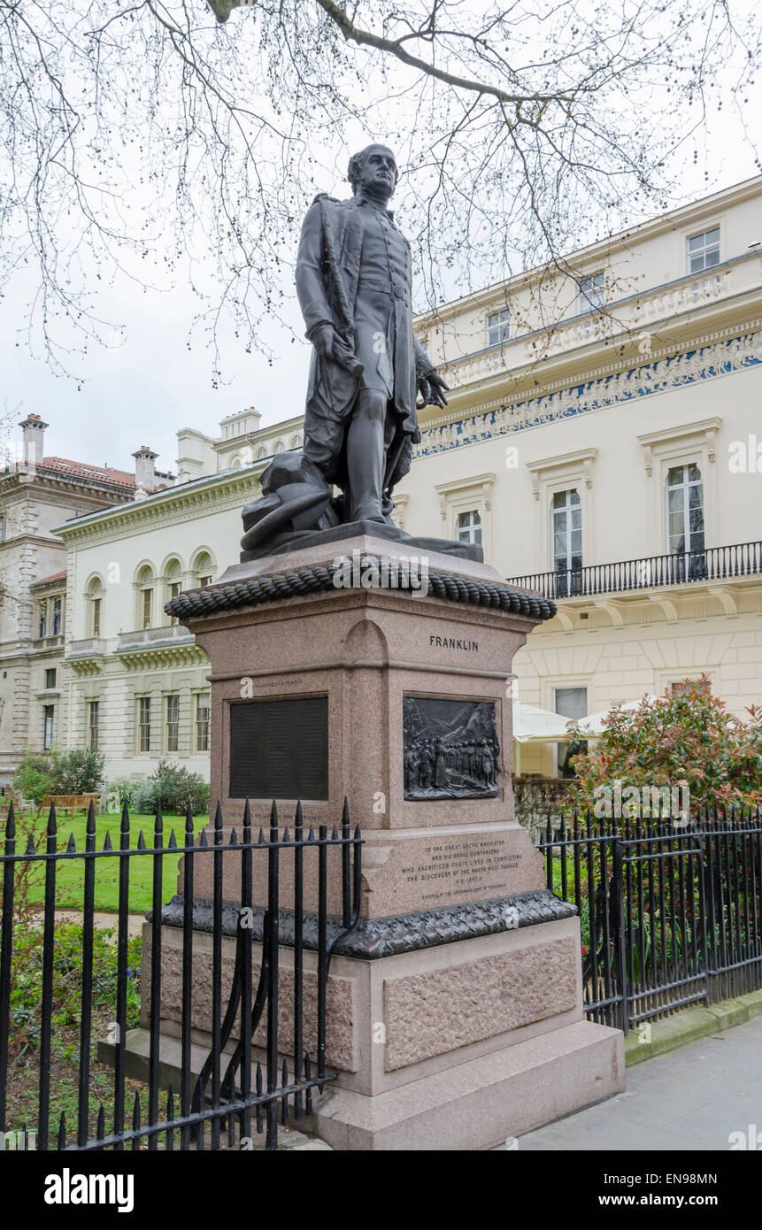 Statue of Sir John Franklin, Arctic explorer. Waterloo Place, London ...