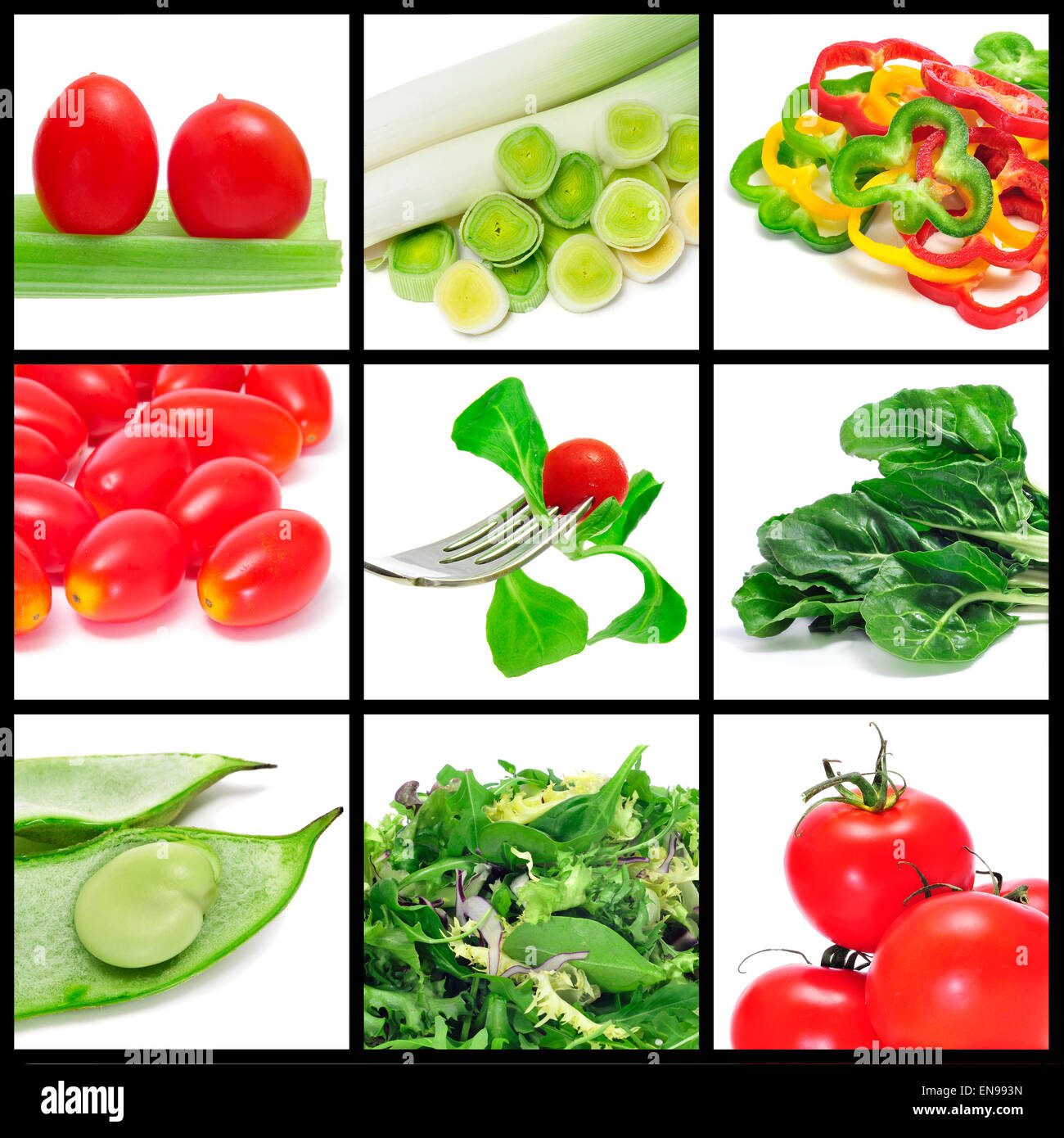 a collage of nine pictures of different vegetables Stock Photo - Alamy