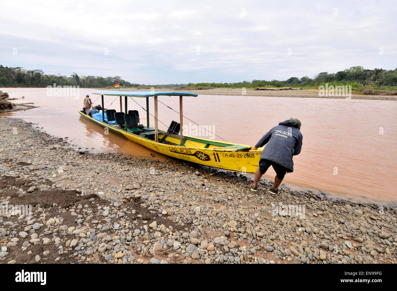 Boats, Beni river in Rurrenabaque, small town in the North of Bolivia ...