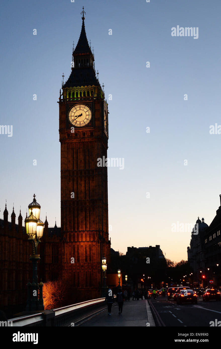 The bell tower Elizabeth Tower with the main bell Big Ben, photographed ...