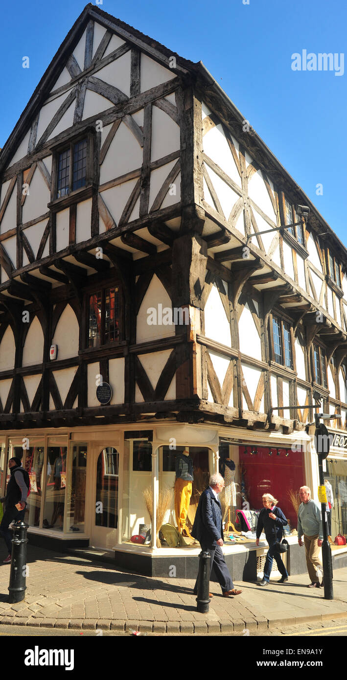 A half timbered building in the centre of the market town of Ludlow in ...