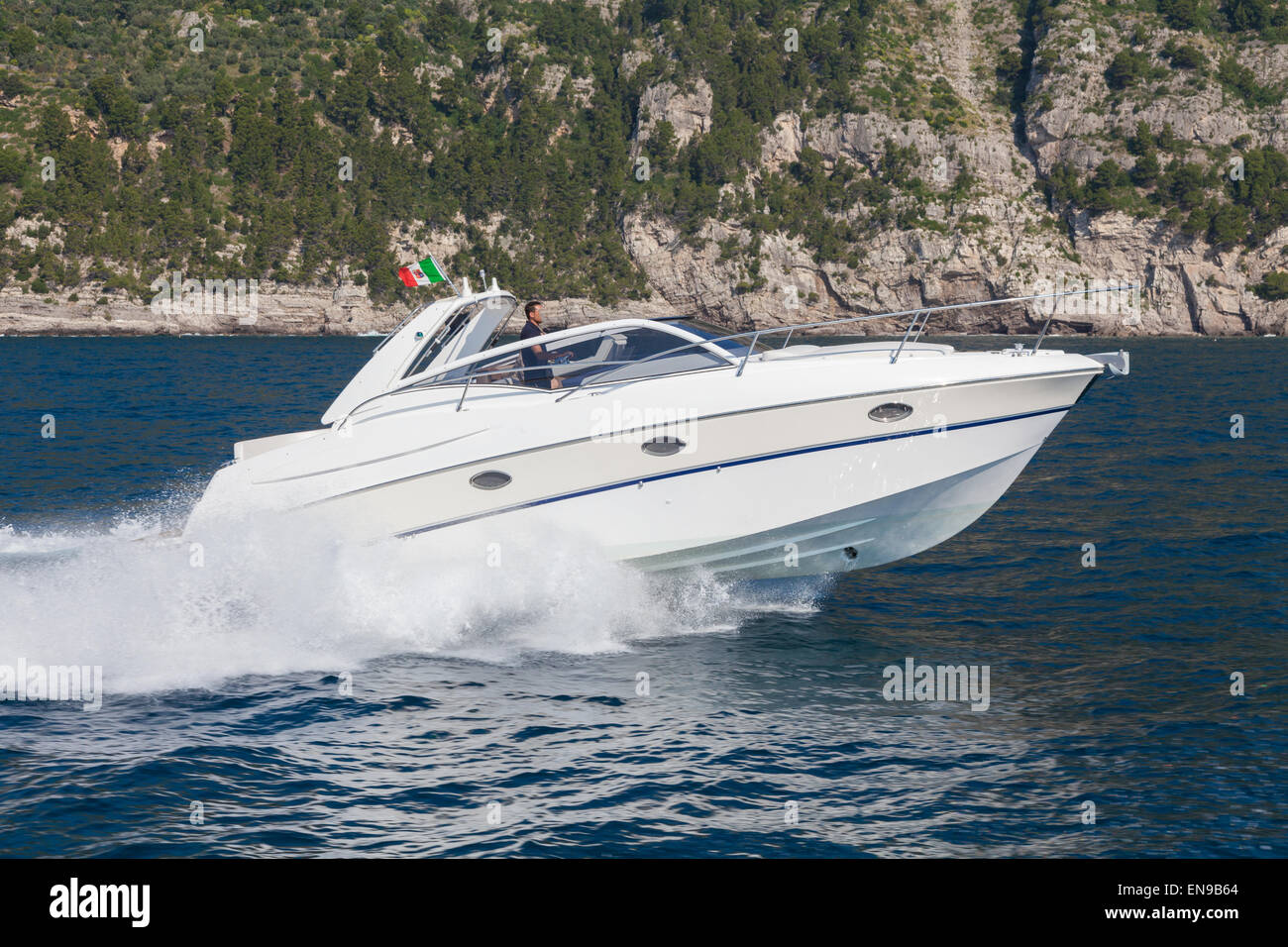 motor boat on the sea, amalfi coast, italy Stock Photo - Alamy