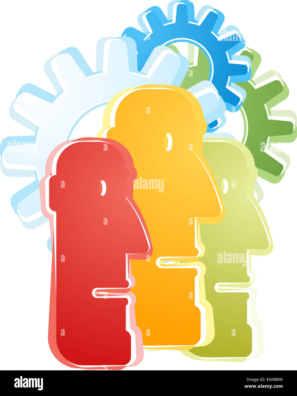 Illustration concept clipart of group of heads thinking ideas together ...