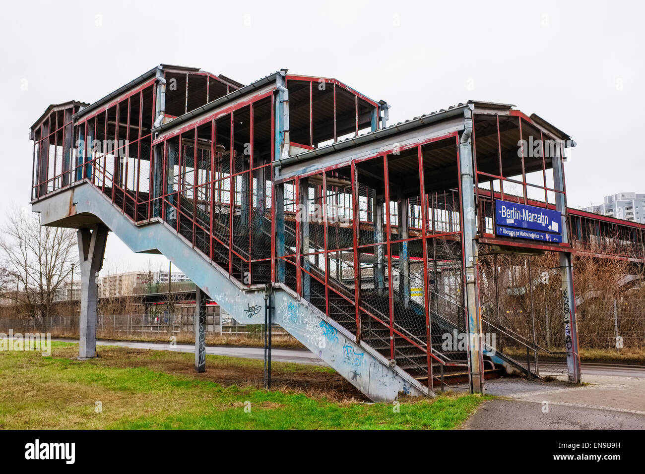 South staircase at city railway station Marzahn, Berlin, Germany Stock ...