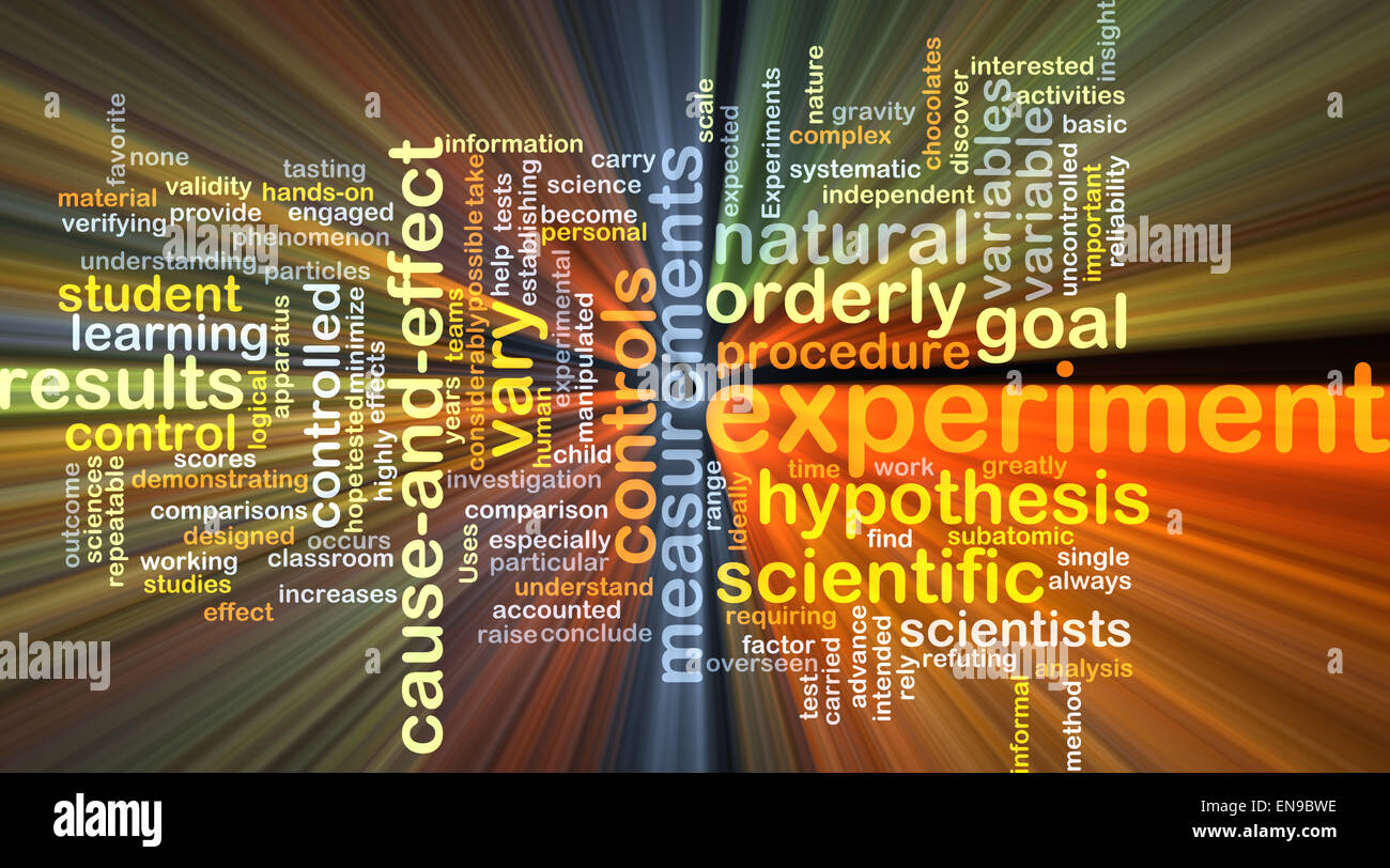 Background concept wordcloud illustration of experiment glowing light ...