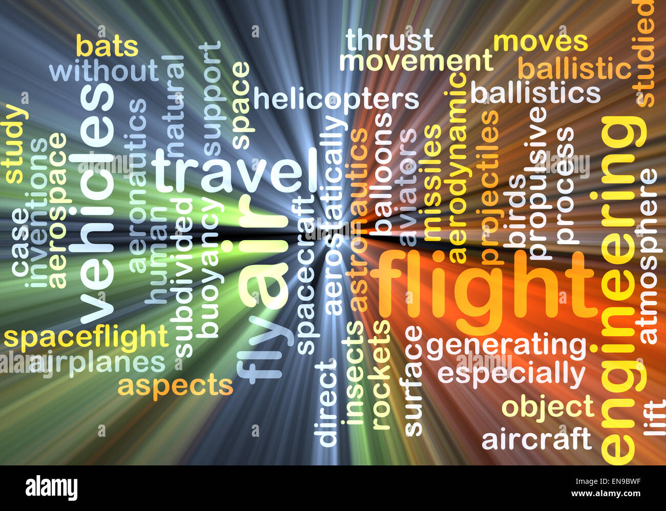 Background concept wordcloud illustration of flight glowing light Stock ...