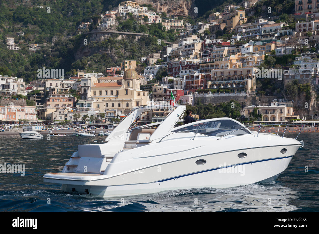motor boat on the sea, amalfi coast, italy Stock Photo - Alamy