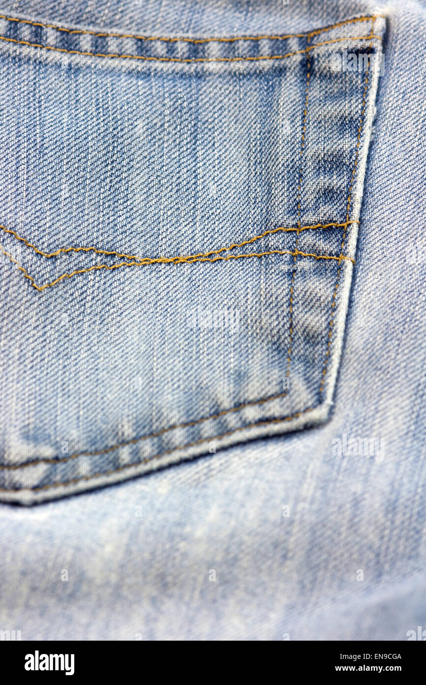 Blue Denim jeans pocket close-up Stock Photo - Alamy