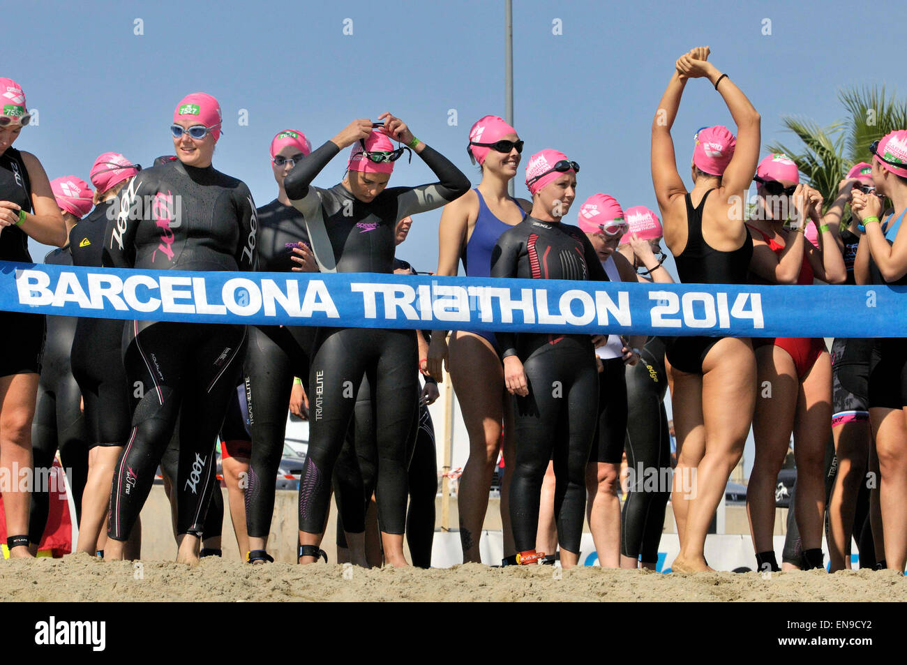 Swimming, triathlon competition, Barcelona, Catalonia, Spain Stock ...