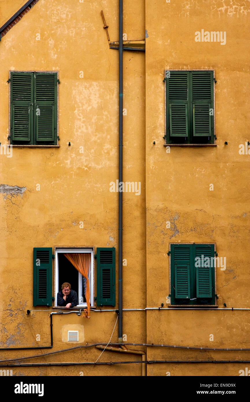 green window in the city of riomaggiore italy Stock Photo - Alamy